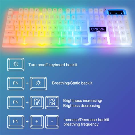Chonchow Led Keyboard And Mouse 104 Keys Rainbow Backlit Keyboard And