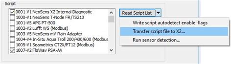configure sensor scripts nexsens