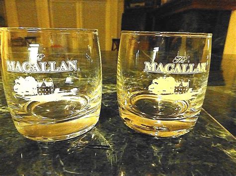 2 Whiskey Glasses Etched The Macallan Scotch Whisky Logo 1937594962