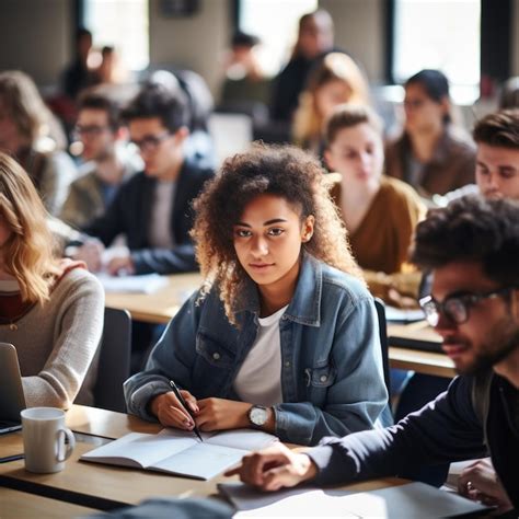 Premium Photo A Young Woman Sitting In A Classroom Taking Notes