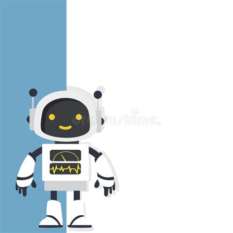 Cute White Ai Robot With Empty Blank White Board Cartoon Stock Vector Illustration Of