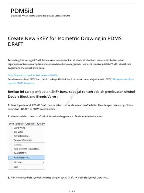 Create New Skey For Isometric Drawing In Pdms Draft Pdmsid Pdf