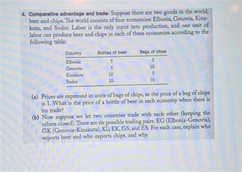 Solved 4 Comparative Advantage And Trade Suppose There Are