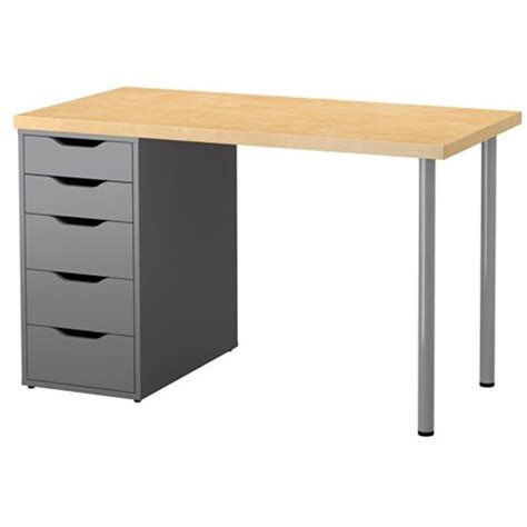 Ikea Computer Table With Drawers 47 Inch Black White At Ricky Middleton