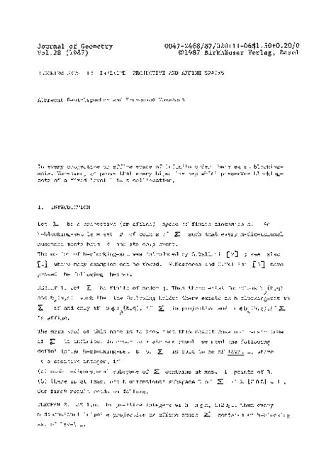 Pdf Blocking Sets In Infinite Projective And Affine Spaces