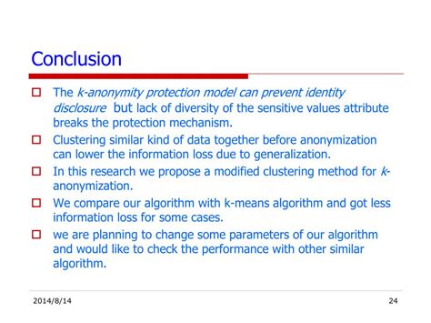 Ppt Privacy Protection In Published Data Using An Efficient Clustering Method Powerpoint