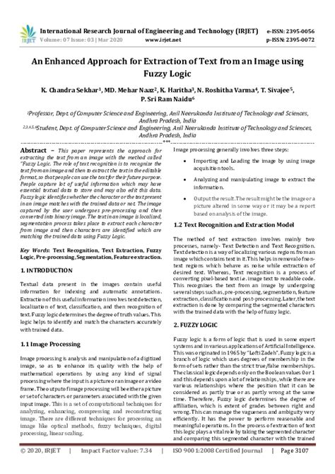 Pdf Irjet An Enhanced Approach For Extraction Of Text From An Image Using Fuzzy Logic