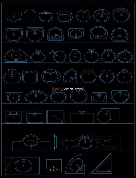 23 Wash Basin Autocad Drawing Collection