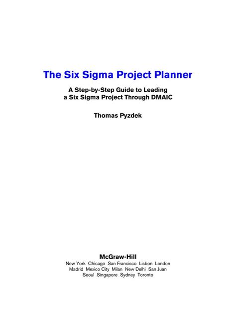 the six sigma project planner step by step implementation guide
