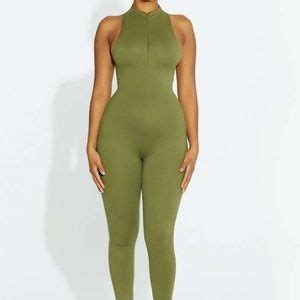 Naked Wardrobe Pants Jumpsuits Naked Wardrobe Barely Zipped Jumpsuit In Olive Green Poshmark