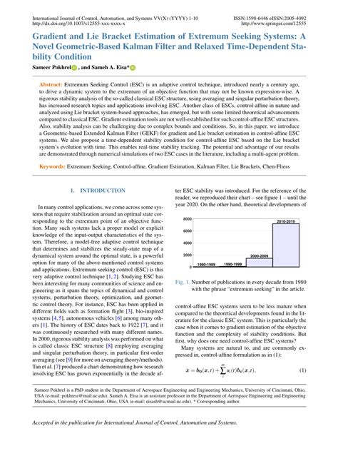 Pdf Gradient And Lie Bracket Estimation Of Extremum Seeking Systems A Novel Geometric Based