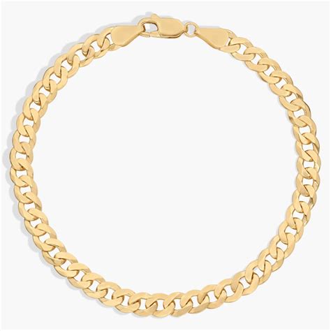8 Flat Beveled Curb Chain Bracelet In 14k Yellow Gold 575 Mm