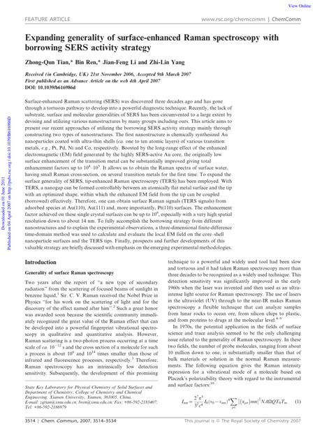 Pdf Expanding Generality Of Surface Enhanced Raman Spectroscopy With