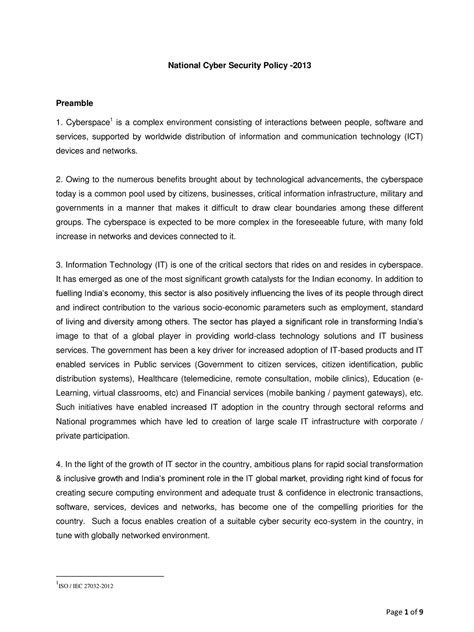 National Cyber Security Policy Ncsp 2013 Pdf Instapdf