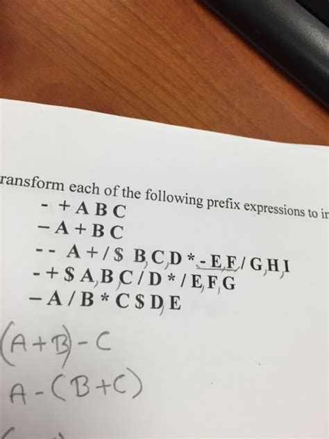solved transform each of the following prefix expressions to