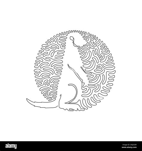 Continuous Curve One Line Drawing Of Sitting Meerkat Abstract Art In