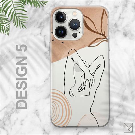 One Line Art Clear Phone Case Aesthetic Drawing Iphone 14 13 Etsy