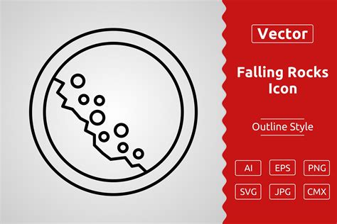 Vector Falling Rocks Sign Outline Icon Graphic By Muhammad Atiq Creative Fabrica