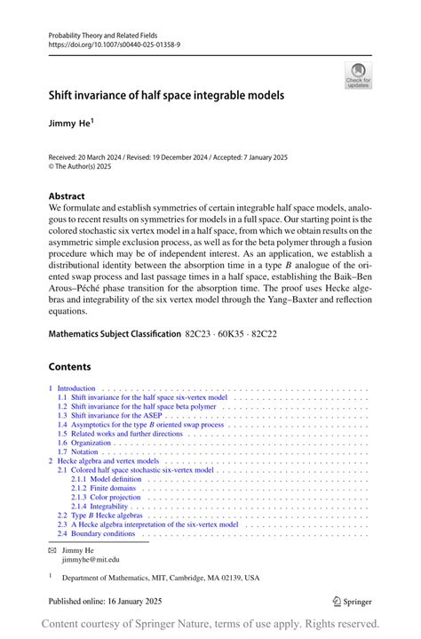 pdf shift invariance of half space integrable models