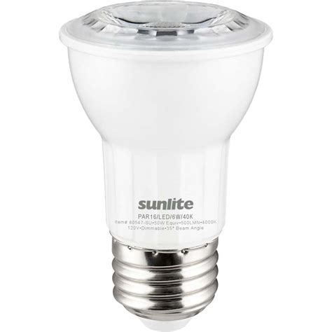 Sunlite 6w Led Par16 Reflector E26 Base 4000k Floodlight Bulb 50w Eq