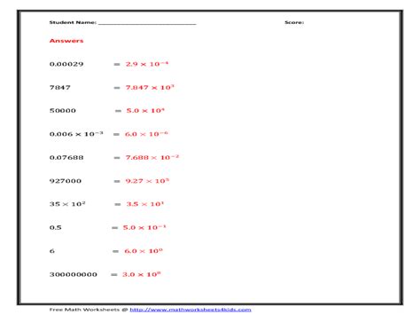 8th Grade Scientific Notation Worksheet Green Lab