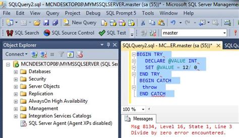 Throw Statement In Sql Server 2012