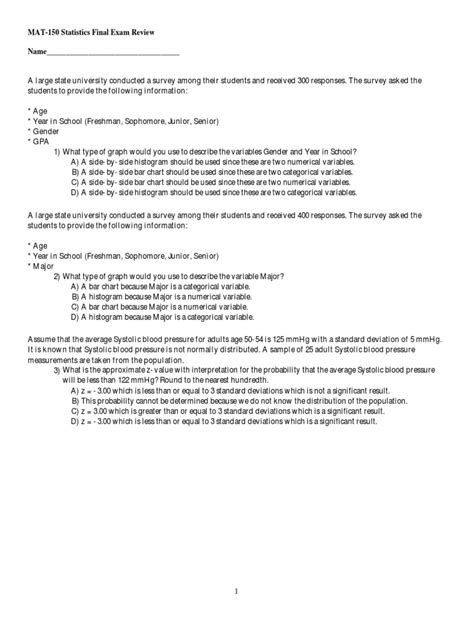Statistics Final Exam Review Pdf Pdf P Value Statistical