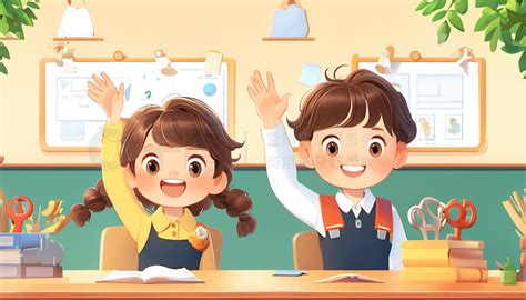 教师节ai数字艺术 教师节小学生们在课堂上举手回答问题的插画 Ai平面元素免费下载png格式4032像素编号70977755 千图网