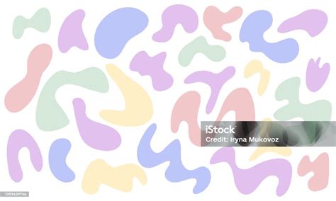 추상적이고 유기적 인 모양 반점 얼룩 무늬 물결 모양과 둥근 모양의 컬렉션 화려한 파스텔 불규칙한 얼룩 디자인 요소 0명에 대한