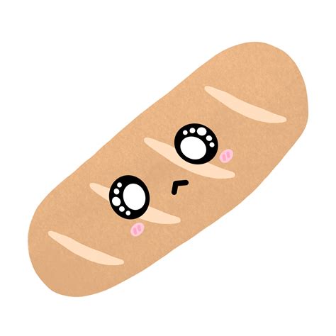 Cute Bread Baguette Mascot Character Kawaii Cartoon Illustration 35907592 Png