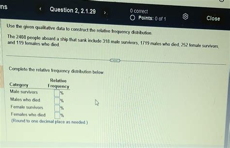 solved use the given qualitative data to construct the