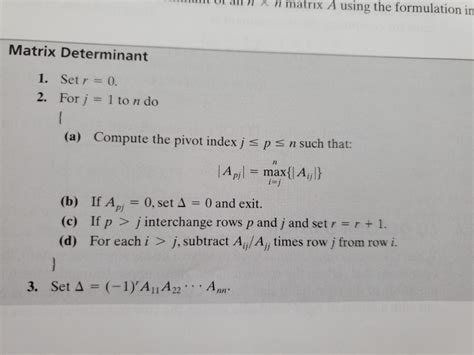 Python Compute Matrix Determinant Using Gaussian Chegg