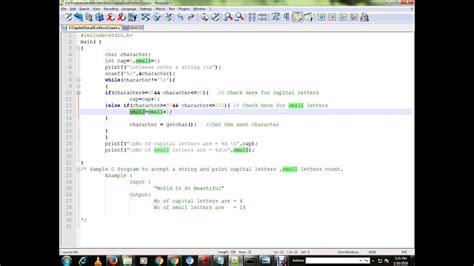 C Program To Count Capital Small Letters Youtube