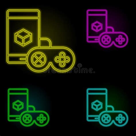 Augmented Reality Mobile Gamepad Neon Color Set Icon Simple Thin Line Outline Vector Of