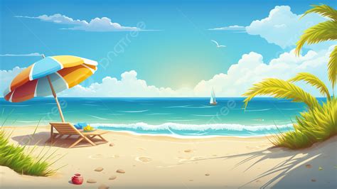여름 해변 파라솔 배경 여름날 해변 파라솔 배경 일러스트 및 사진 무료 다운로드 Pngtree