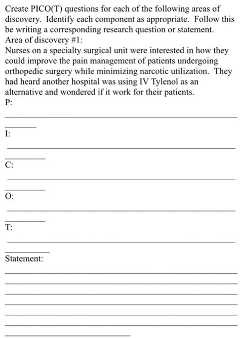 Solved Create PICO T Questions For Each Of The Following Chegg Com