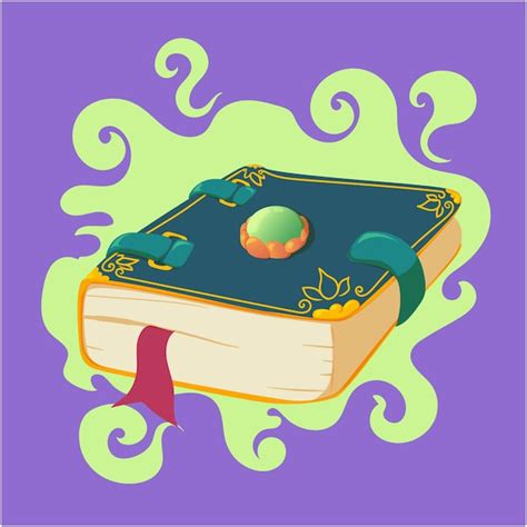 Premium Vector Locked Magic Book With Purple Background And Green Smoke
