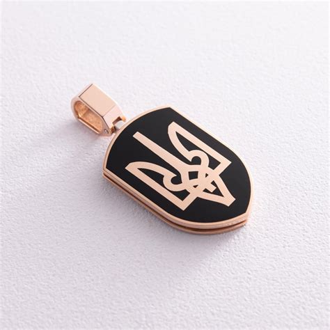 Кулон Герб Украины Тризуб Гимн Украины в красном золоте 129512400 Онікс от продавца Golden