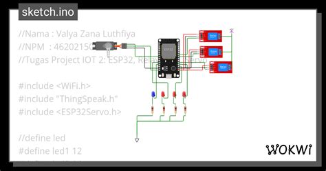 Tugas 2 Esp32 Led Relay Servo Wokwi Esp32 Stm32 Arduino Simulator