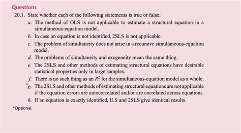 solved questions 20 1 state whether each of the following