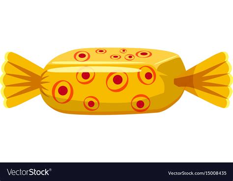 Sweet Candy In Yellow Wrap Icon Cartoon Style Vector Image