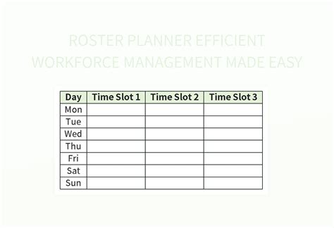 Roster Planner Efficient Workforce Management Made Easy Excel Template