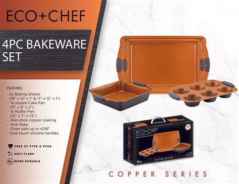 Copper Series 4 Piece Non Stick Bakeware Set Eco Chef Kitchen