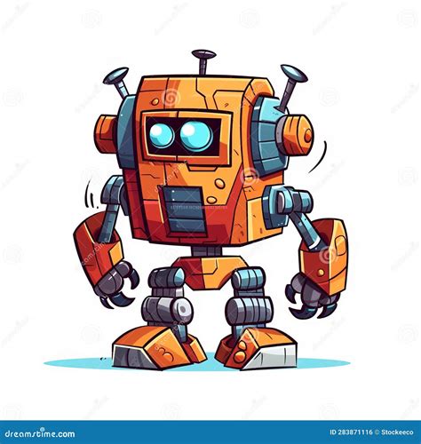Colorful Cartoon Robot Sprite Illustration In Comic Style Stock Colorful Cartoon Robot Sprite Illustration In Comic Style Stock