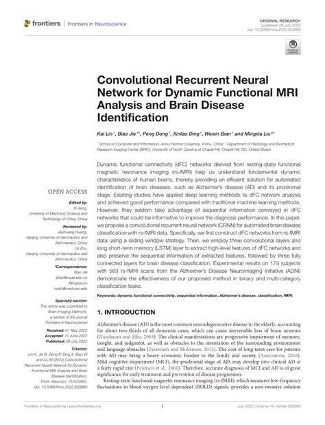 Pdf Convolutional Recurrent Neural Network For Dynamic Functional Mri