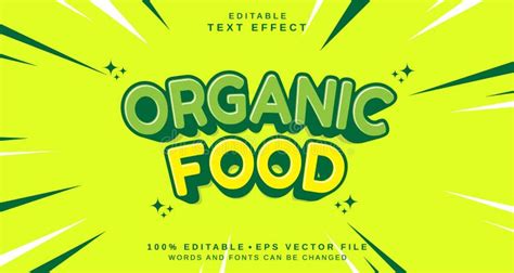 Editable Text Style Effect Organic Food Text Style Theme Stock Vector
