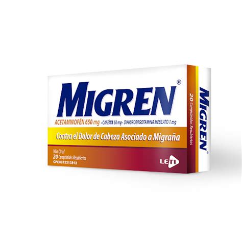 Acetaminofen Cafeina Dihidroergotamina Migren 650501 Mg X 20