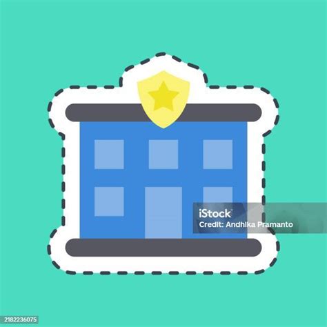 스티커 라인은 경찰서를 잘라 냈습니다 건물 요소 인쇄물 웹 포스터 로고 사이트 계획 지도 인포그래픽 등에 적합합니다