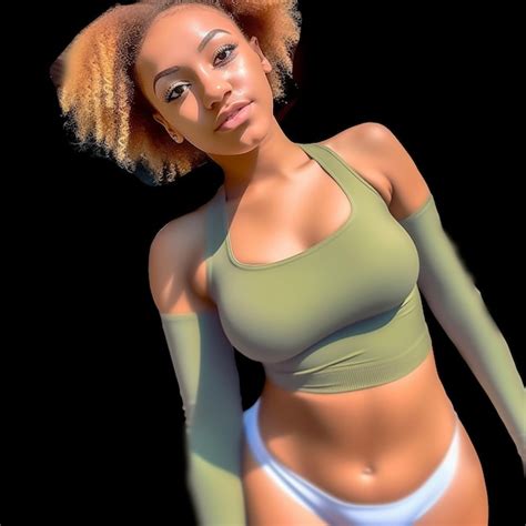 Premium Ai Image Balck Woman Model With Curly Hair In Erotic Outfit