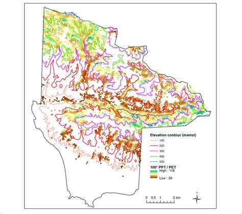 Modeled Mean Aridity Index 100 × Annual Precipitationannual